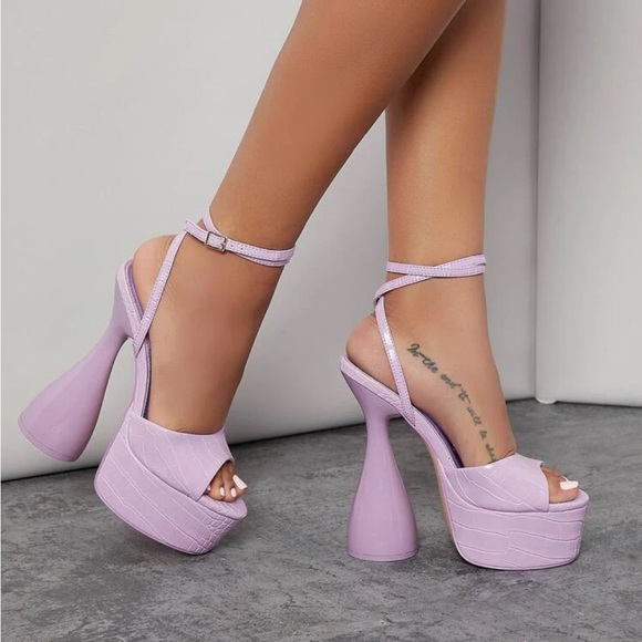 Urban Outfitters | Shoes | Shein Lilac Platform Ankle Strap Peep Toe ...